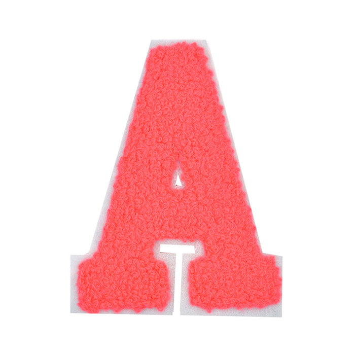 Letter Varsity Alphabets A to Z Neon Coral Chenille & White Felt 8 Inc ...