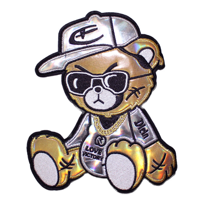 Gold Hustling Gangster Bear PU Embroidery Patch – tackletwill