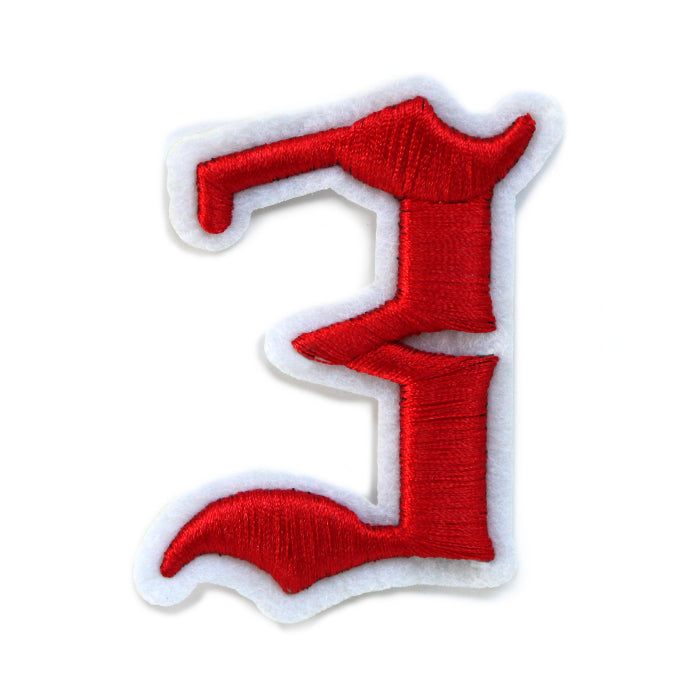 3D Old English Roman Font Number 0 to 9 Size 2, 3 inches Red Embroider ...