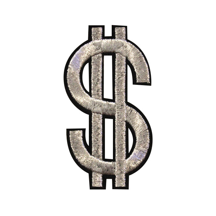 Dollar Sign in Gold and Silver Embroidery Patch – tackletwill