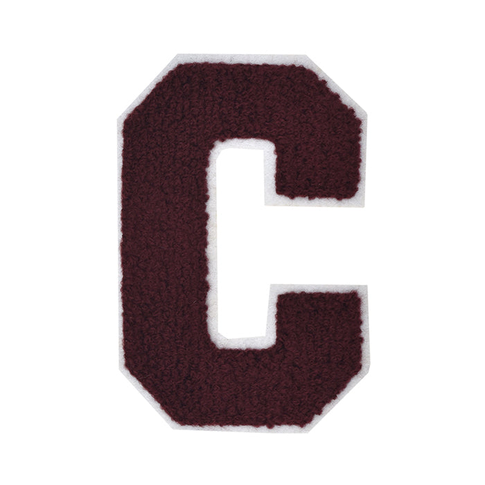 Letter Varsity Alphabets A to Z Burgundy Chenille & White Felt 6 Inch ...