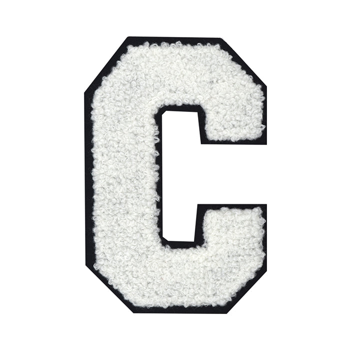 Letter Varsity Alphabets A to Z White Chenille & Black Felt 2.5 Inch ...